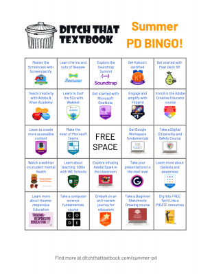 Awesome teacher summer: PD bingo choice board - Ditch That Textbook