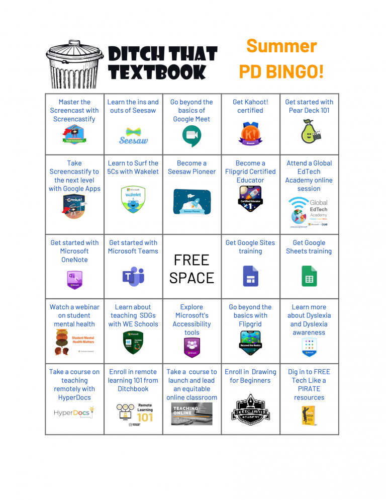 Awesome teacher summer: PD bingo choice board - Ditch That Textbook