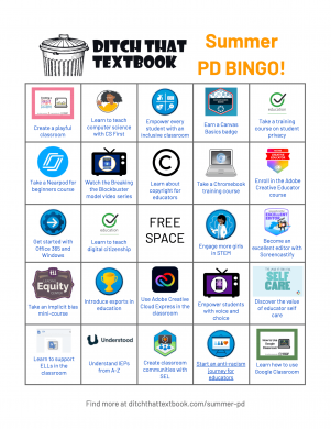 Awesome teacher summer: PD bingo choice board - Ditch That Textbook