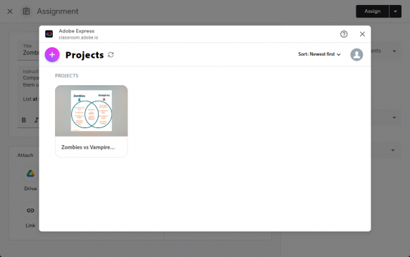 How to use Google Classroom add-ons with Adobe Express