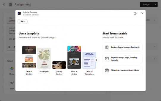 How to use Google Classroom add-ons with Adobe Express