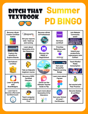 Awesome teacher summer: PD bingo choice board - Ditch That Textbook